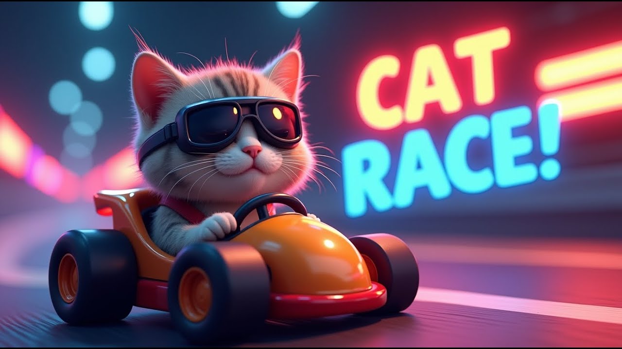 Cute Cat Car Racing Challenge | Funny Chubby Cats in a Fast Colorful ...