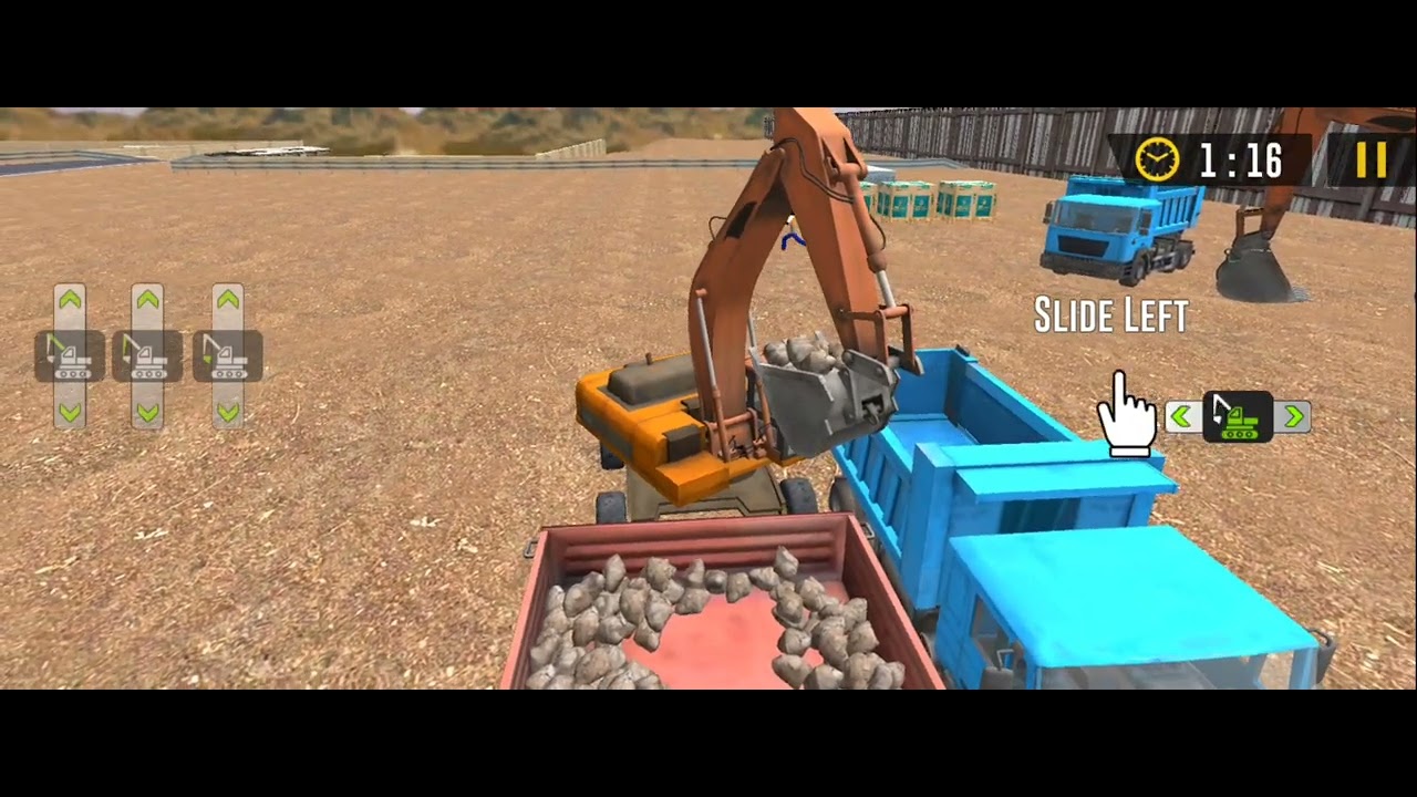 Excavator Orange Mengangkat Batu - YouTube