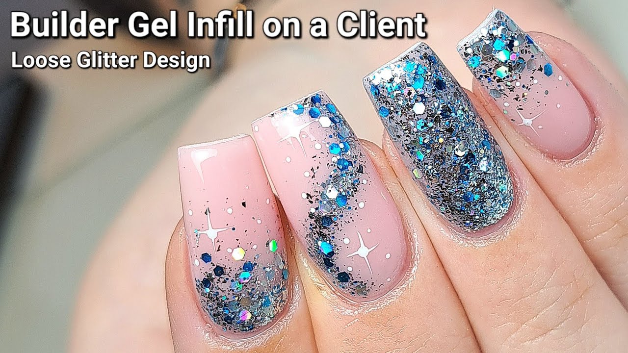 WATCH ME WORK: Glitterbels HEMA Free Builder Gel Infill with Loose Glitter Nail Art - YouTube