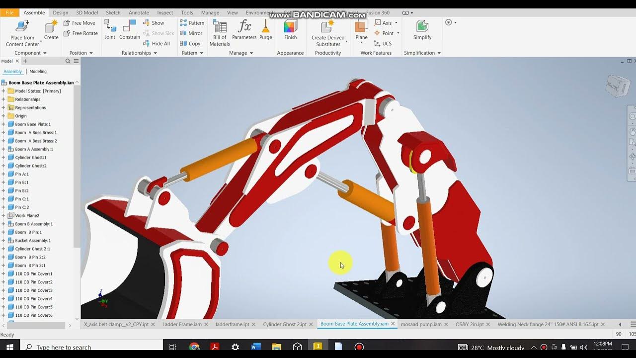 Designing a Wheel Loader Arm with Bucket in Autodesk Inventor | Full Hydraulic Assembly Tutorial ...