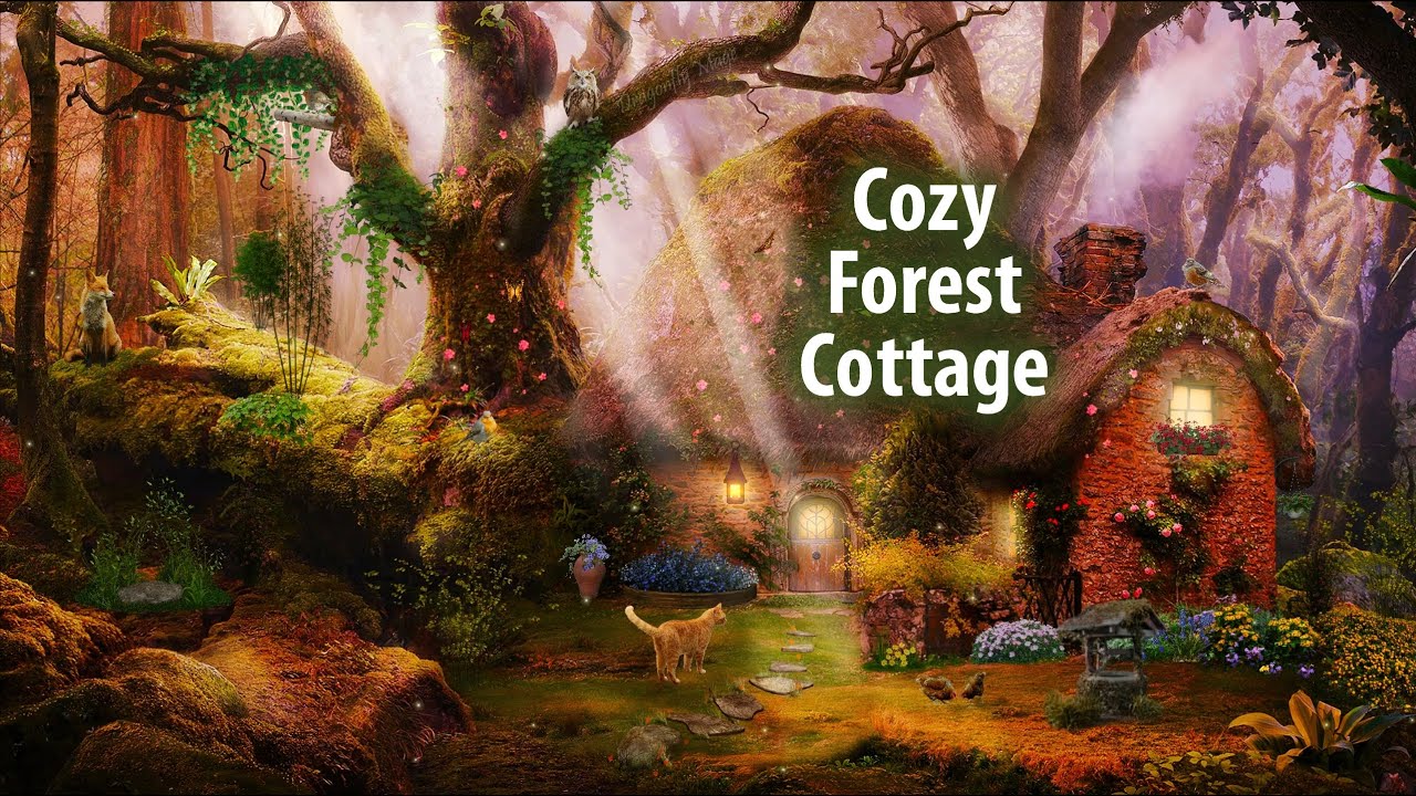 Cozy Forest Cottage 🌲 ASMR Ambience (birds singing, chickens, crickets ...