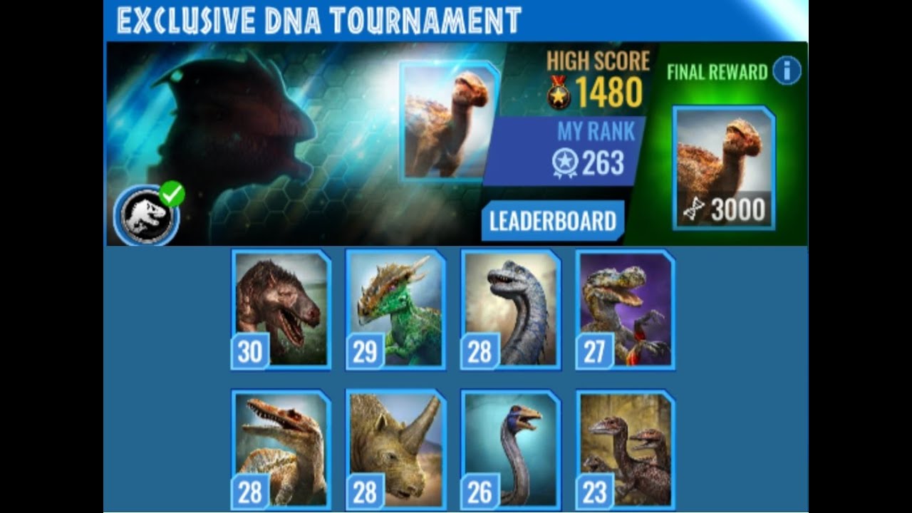RANK 263 😅 Tenontorex DNA Tournament - Jurassic World Alive - YouTube
