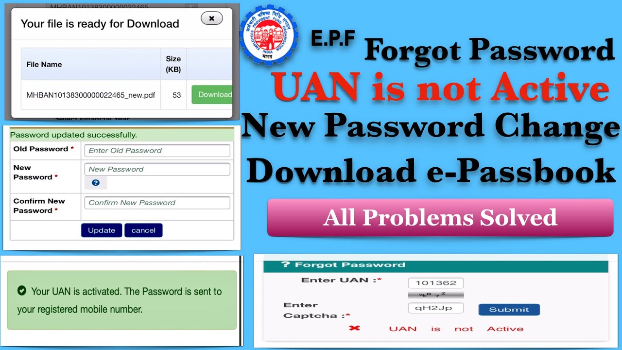 Epf Activate Uan Forgot Password Download E Passbook New Rule Epf