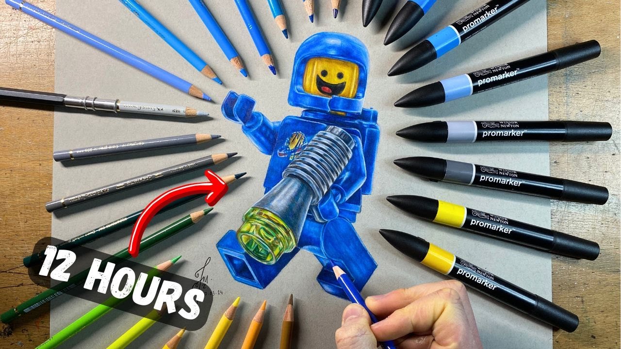 Drawing a classic LEGO Spaceman Minifigure (Benny) || Timelapse - YouTube