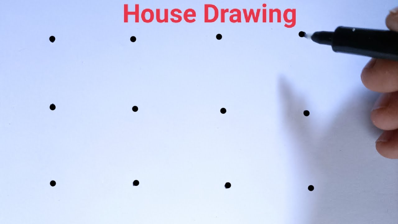 How To Draw Home Easy | House Drawing With Dots Step By Step drawing ...