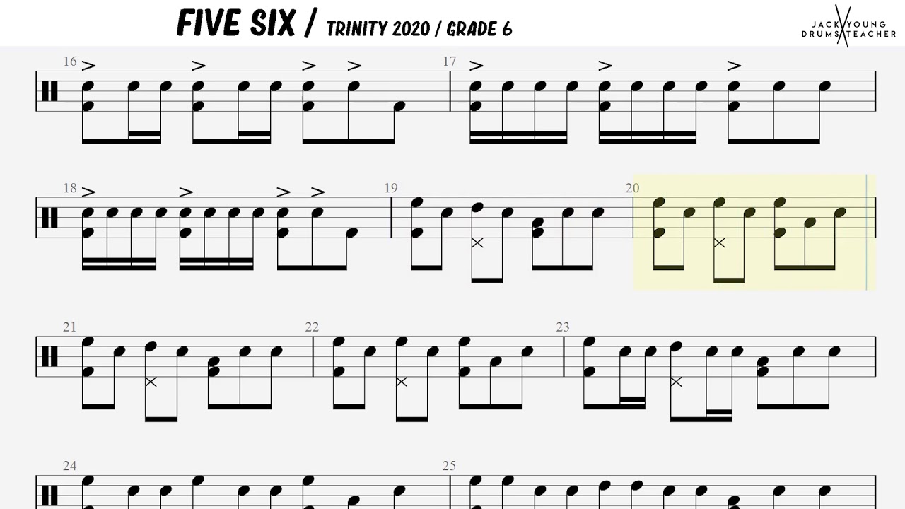 Five Six - Trinity Drums 2020 Grade 6 - YouTube