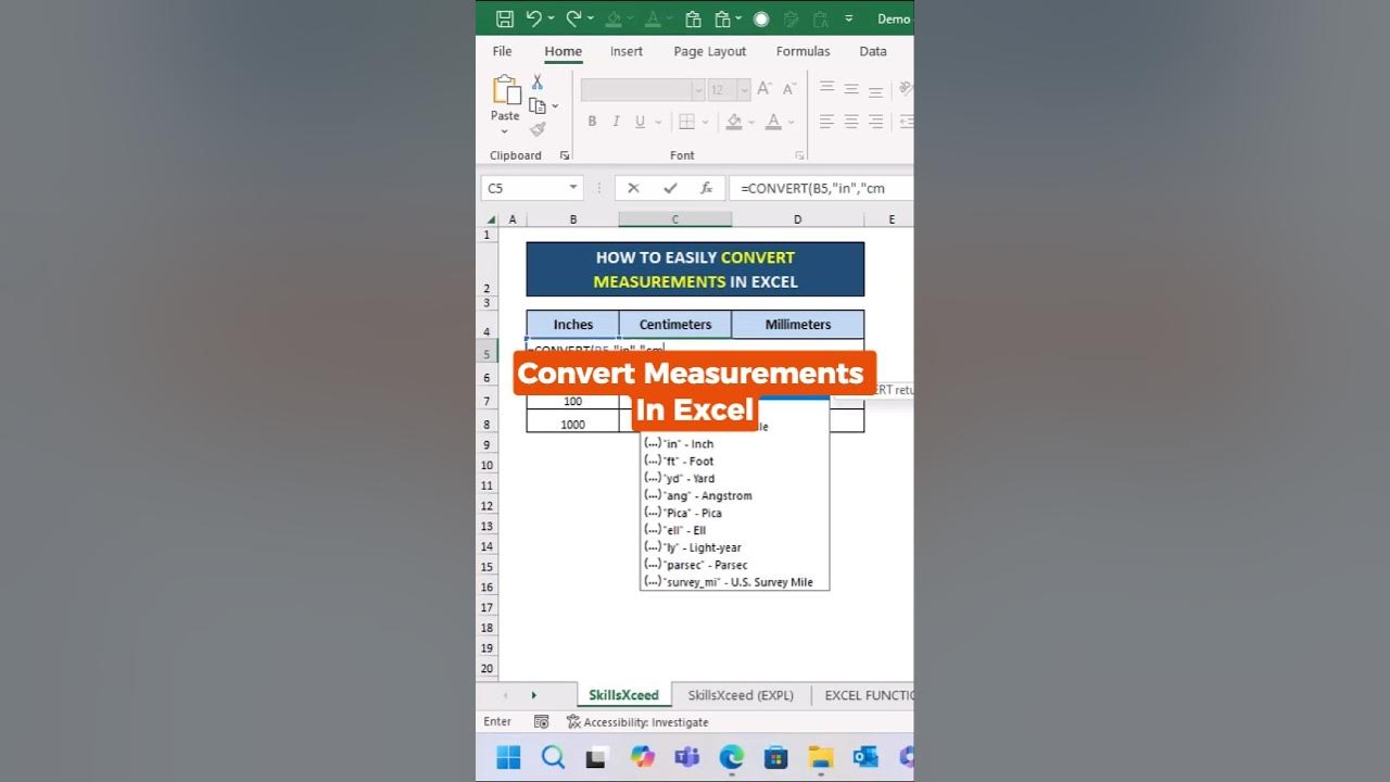 Convert Measurements In Excel #exceltips #exceltricks #excel # ...