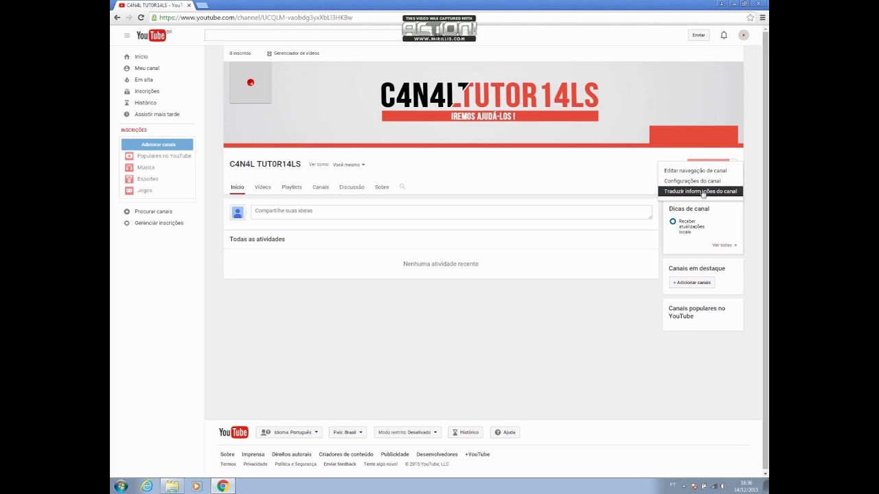 Como Mudar O Nome Do Canal Do Youtube 2015 Youtube