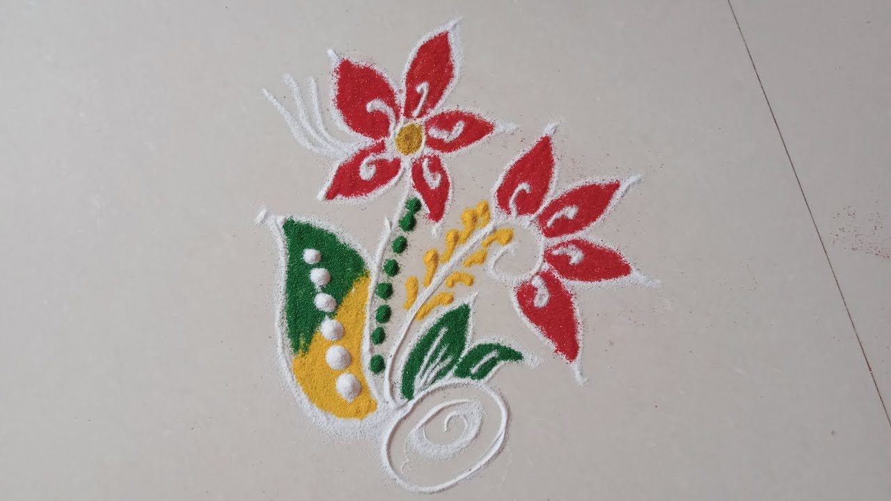 beautiful flowers rangoli...🌺by navrang rangoli...☑️ - YouTube