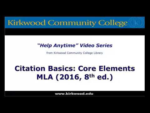 Citation Basics: Core Elements. MLA 8th edition - YouTube