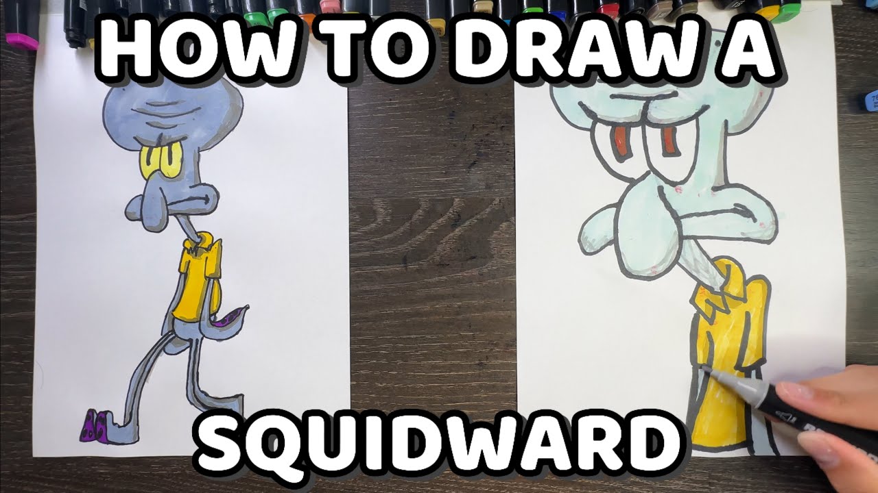 How to Draw Squidward from SpongeBob with Markers (Step-by-Step, Even ...