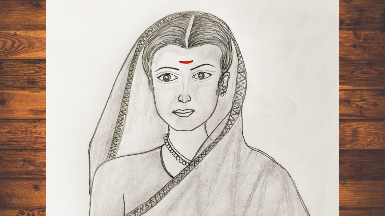 How to draw Savitribai Phule drawing | Sketch of Savitribai Phule ...