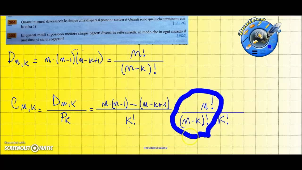 CALCOLO COMBINATORIO - ESERCIZI 198 e 205 + ripasso formule - YouTube