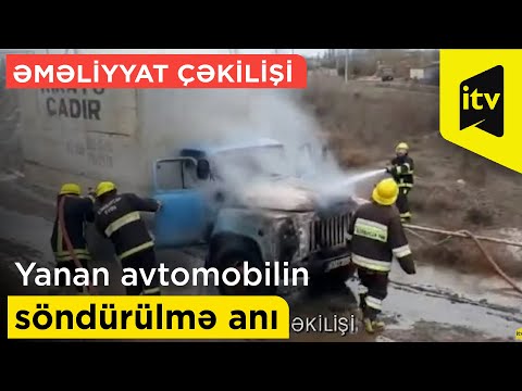 Yanan avtomobilin söndürülmə anı - Əməliyyat çəkilişi