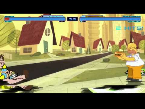 Mugen battle Bubbles and Steve vs Homer and Buttercup