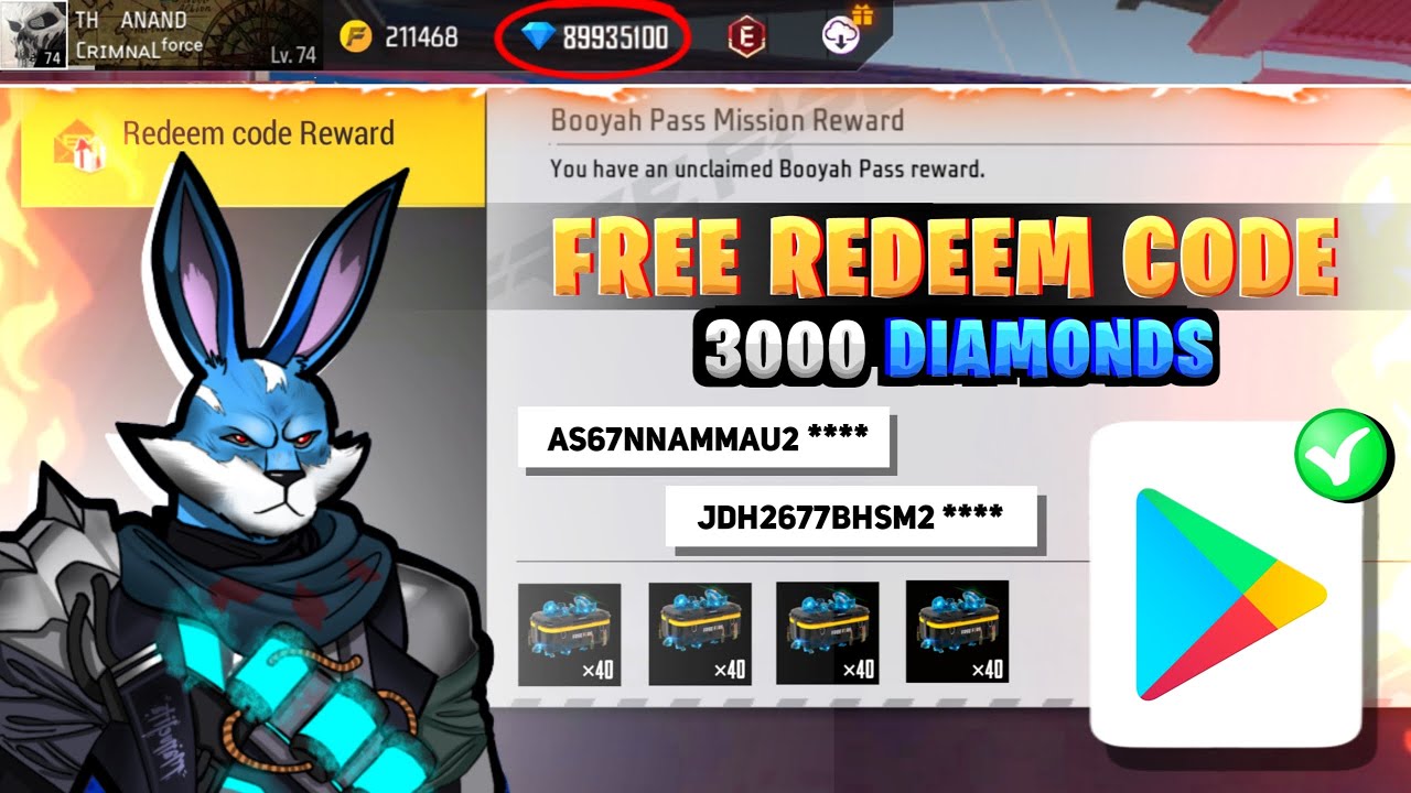 Free Fire Redeem code today || How to get free diamonds in free fire ...