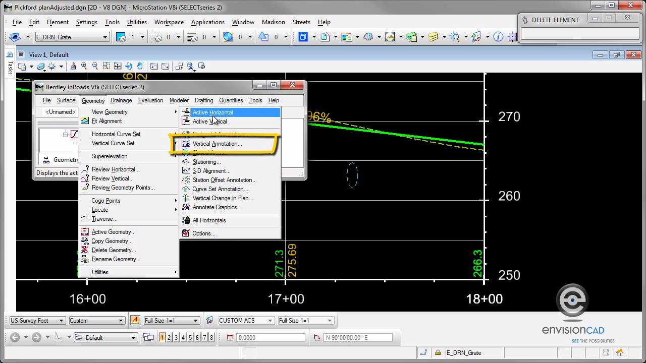 Vertical Profile Elevations - InRoads V8i (SELECTseries) - YouTube