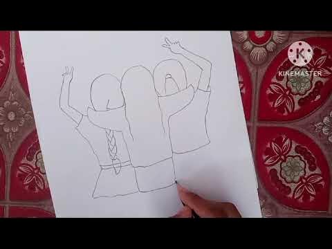 3 Best friends tutorial with pencil sketch//How to draw Three Friends Hugging art by alishba ...
