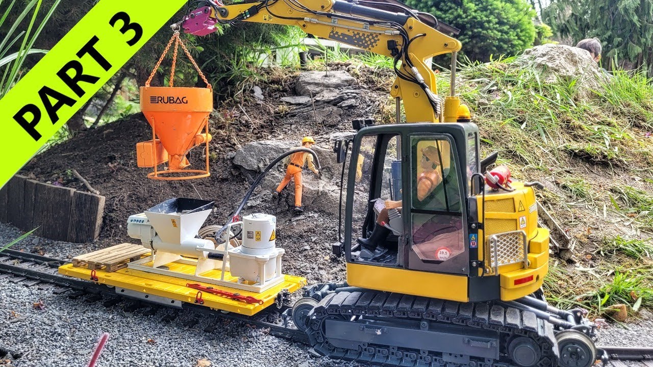 Cliff blasting and securing, RC rail excavator Case CX85 AMT group ...