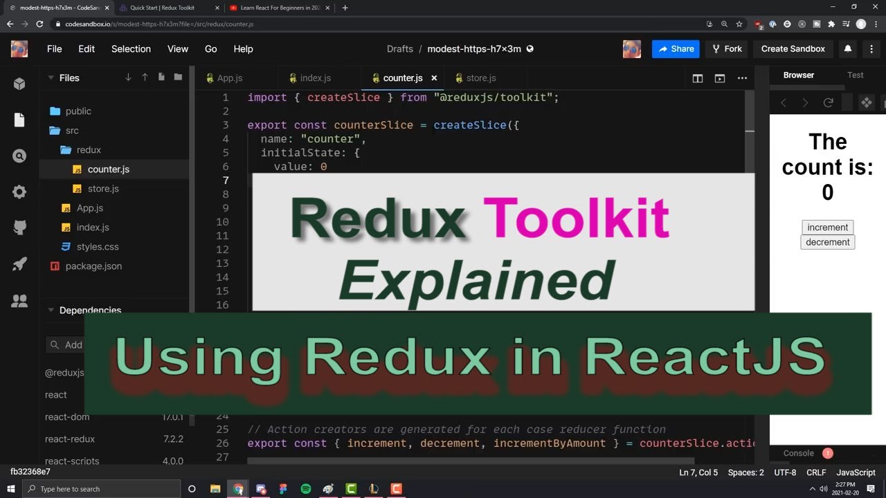 React Redux - Redux Toolkit - React Tutorial - YouTube