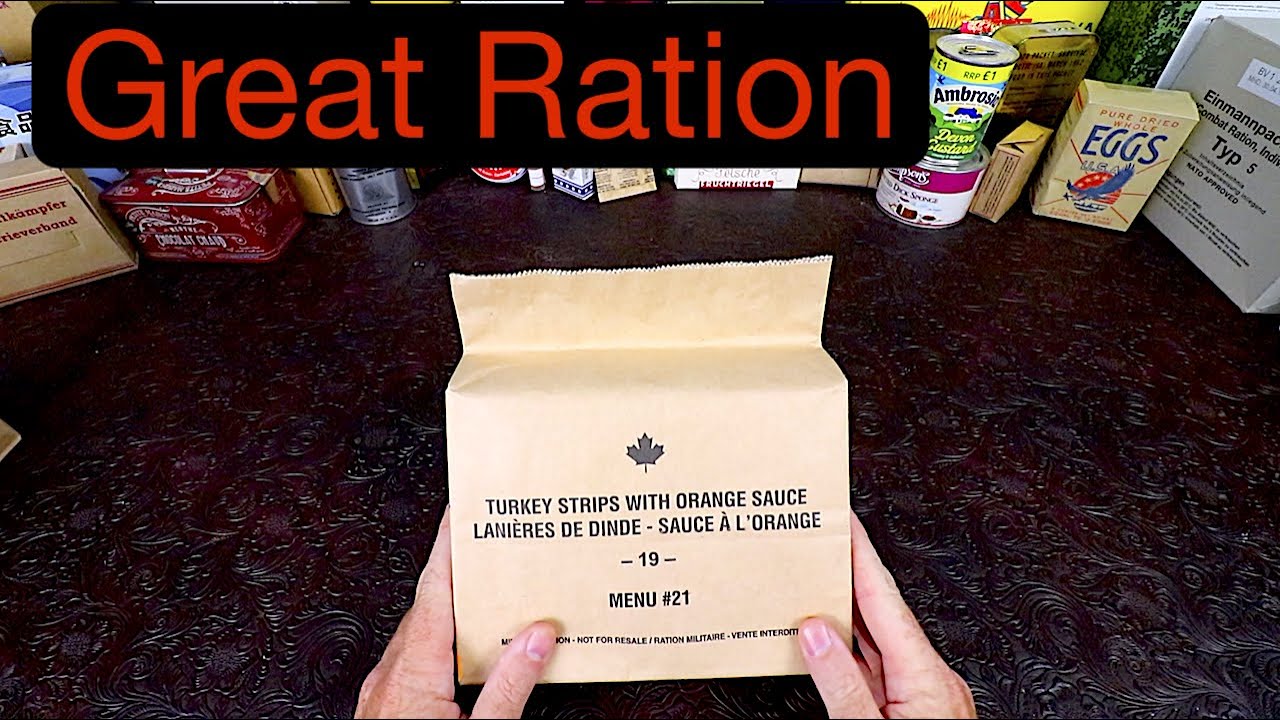 MRE Review NEW Menu Canadian Ration Turkey Strips In Orange Sauce - YouTube