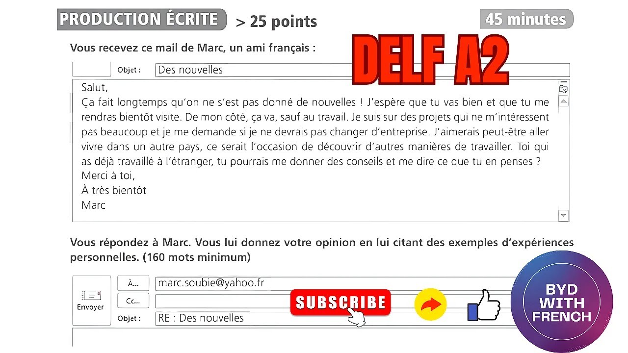 Production écrite | Essai-01| DELF A2 Pratique | 2 PARTS | DELF ...