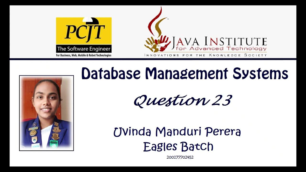Data Base Task 23 | How to Use Sub Query to search for data |Java Institute| Uvinda Manduri ...