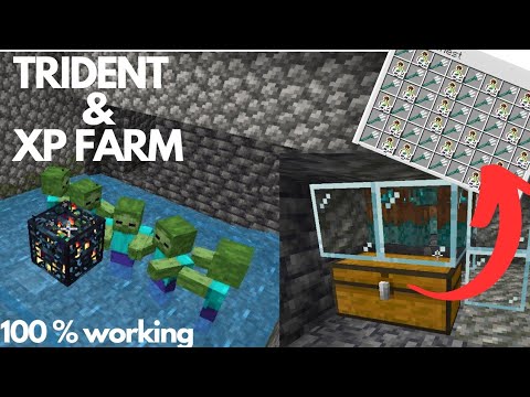Minecraft EASIEST Trident & Xp Farm / Drowned Farm 1.19 ||(MCPE/Xbox ...