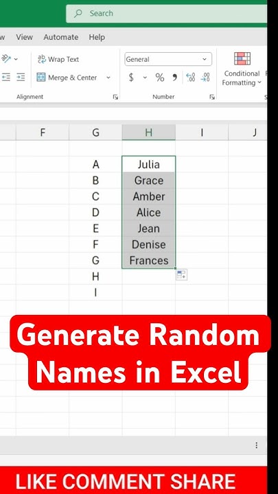 Generate Random Names in Excel #exceltips - YouTube