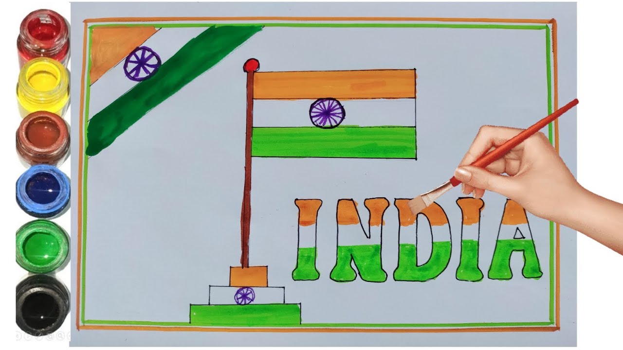 Indian flag drawing / Independence Day Drawing / Independent Day Poster ...