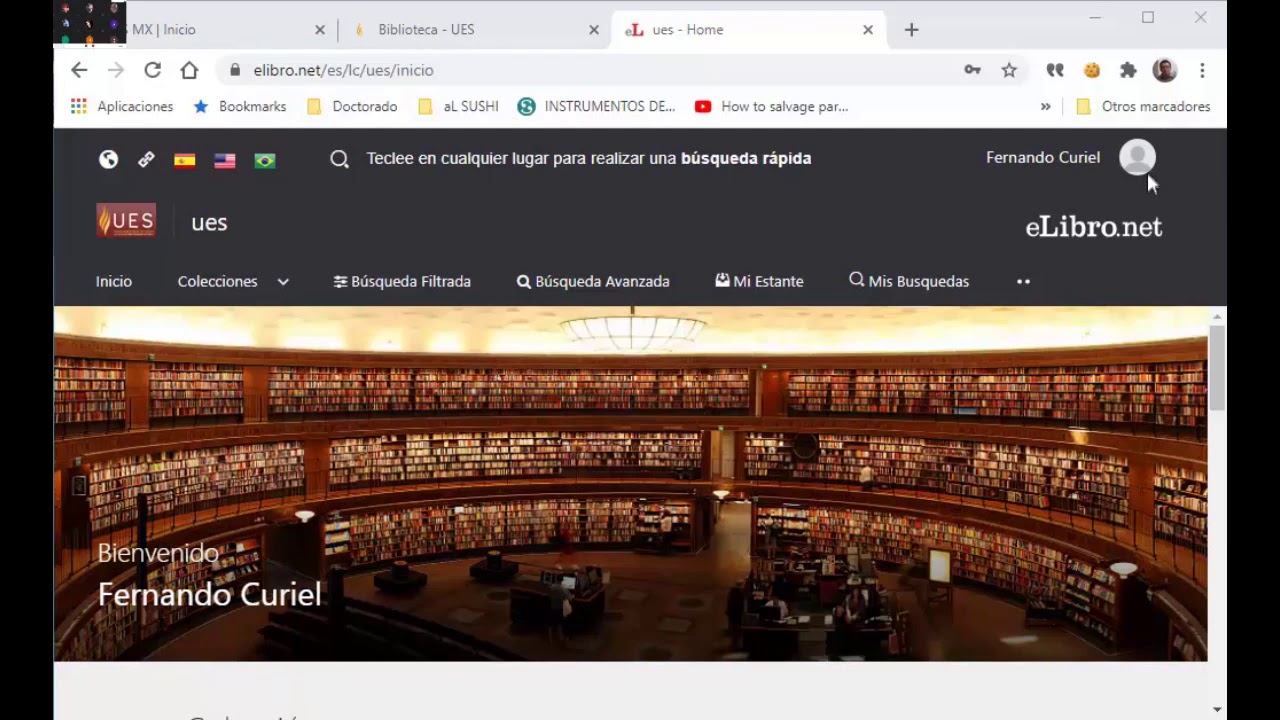 Acceso a los servicios de e-Libro a través del portal UES.MX - YouTube