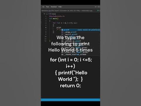 Use of For loop in C to Print Hello World 'n' times - YouTube