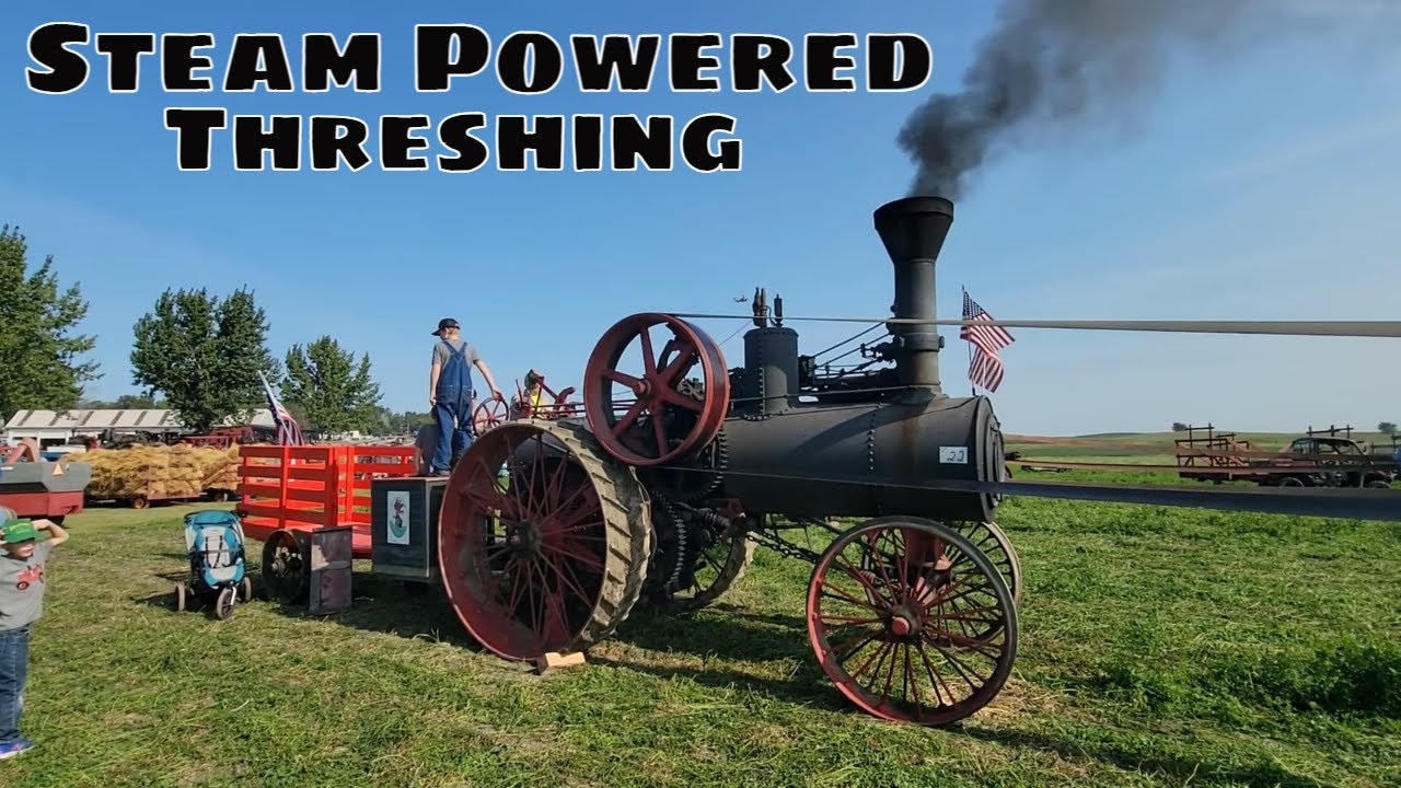Steam Powered Threshing at the Lake Region Threshing Show - YouTube