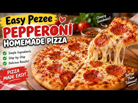 HOMEMADE PIZZA EASY 5 INGREDIENTS RECIPE! | QUICK AND EASY TO MAKE DELICIOUS CHEESY PEPPERONI PIZZA!