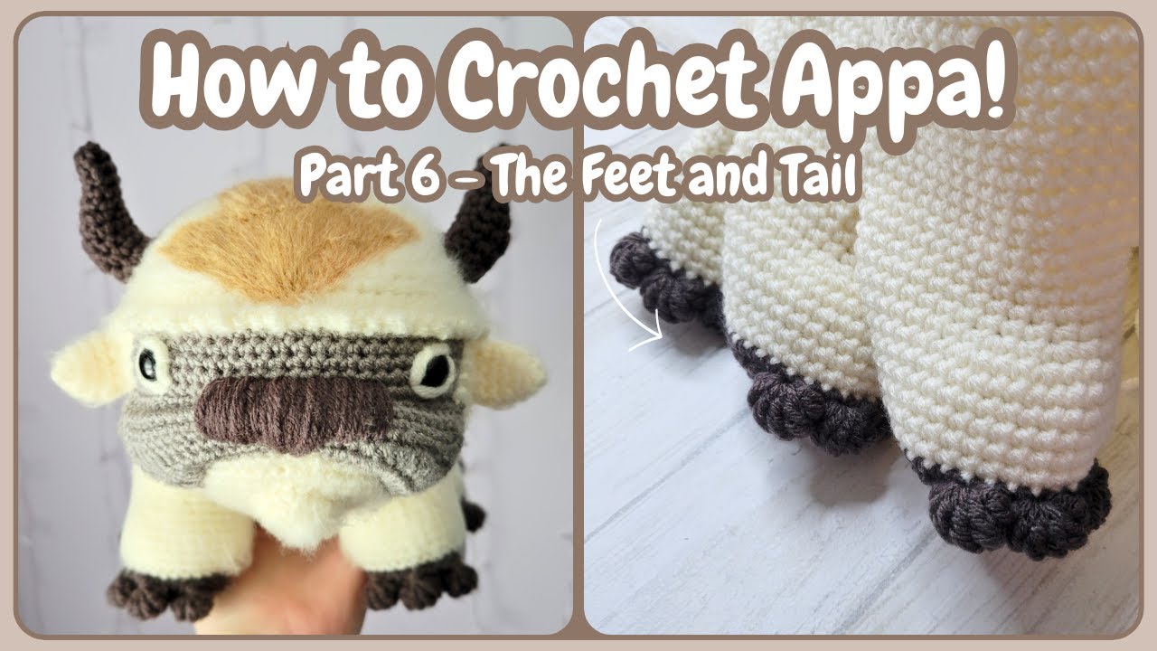 How to Crochet a Flying Bison - Part 6 of 8 - The Feet and Tail! - YouTube