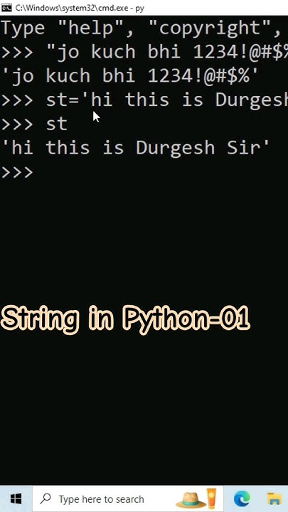 String In Python 01 Pythontutorial Pythonstrings Youtube 