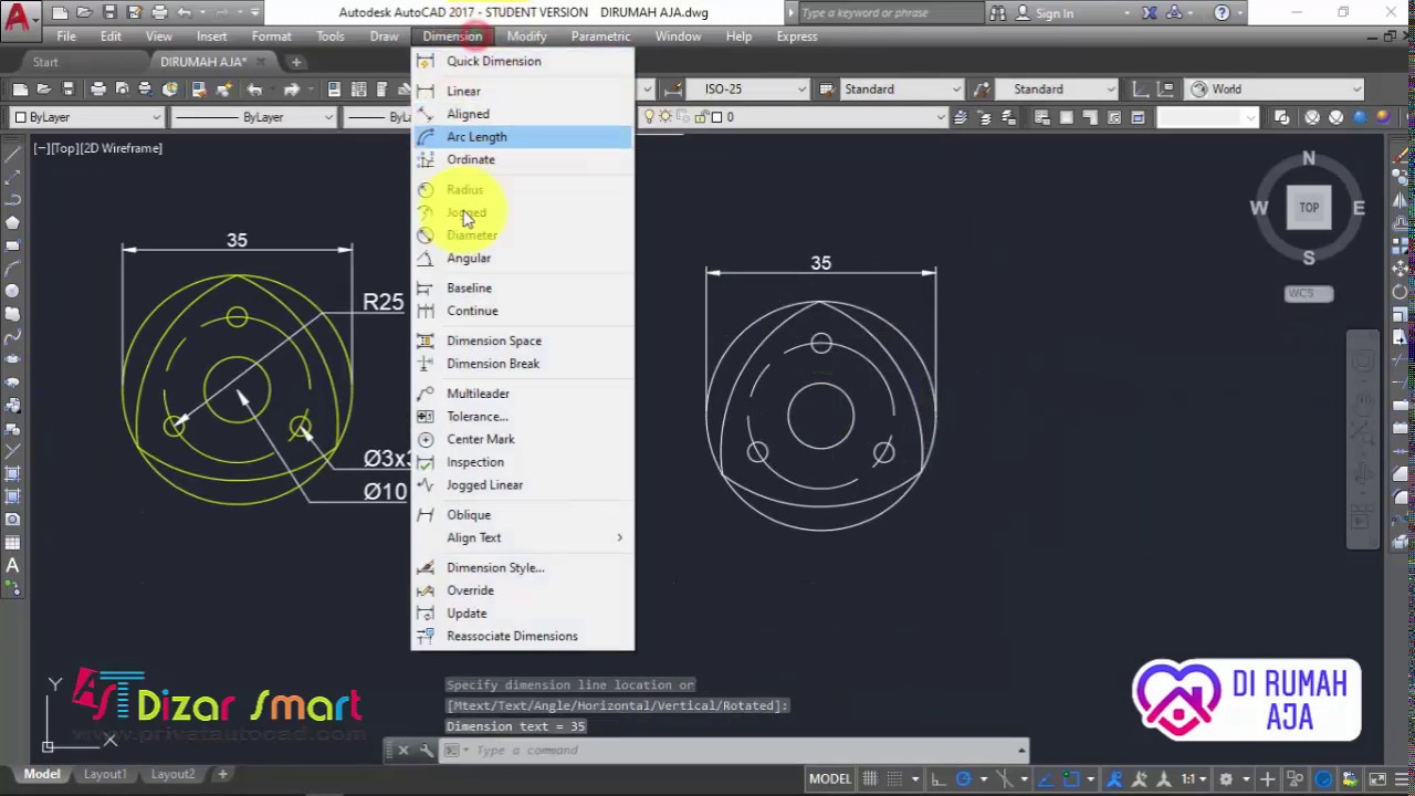 Autocad 2d gambar teknik mesin #9 - YouTube
