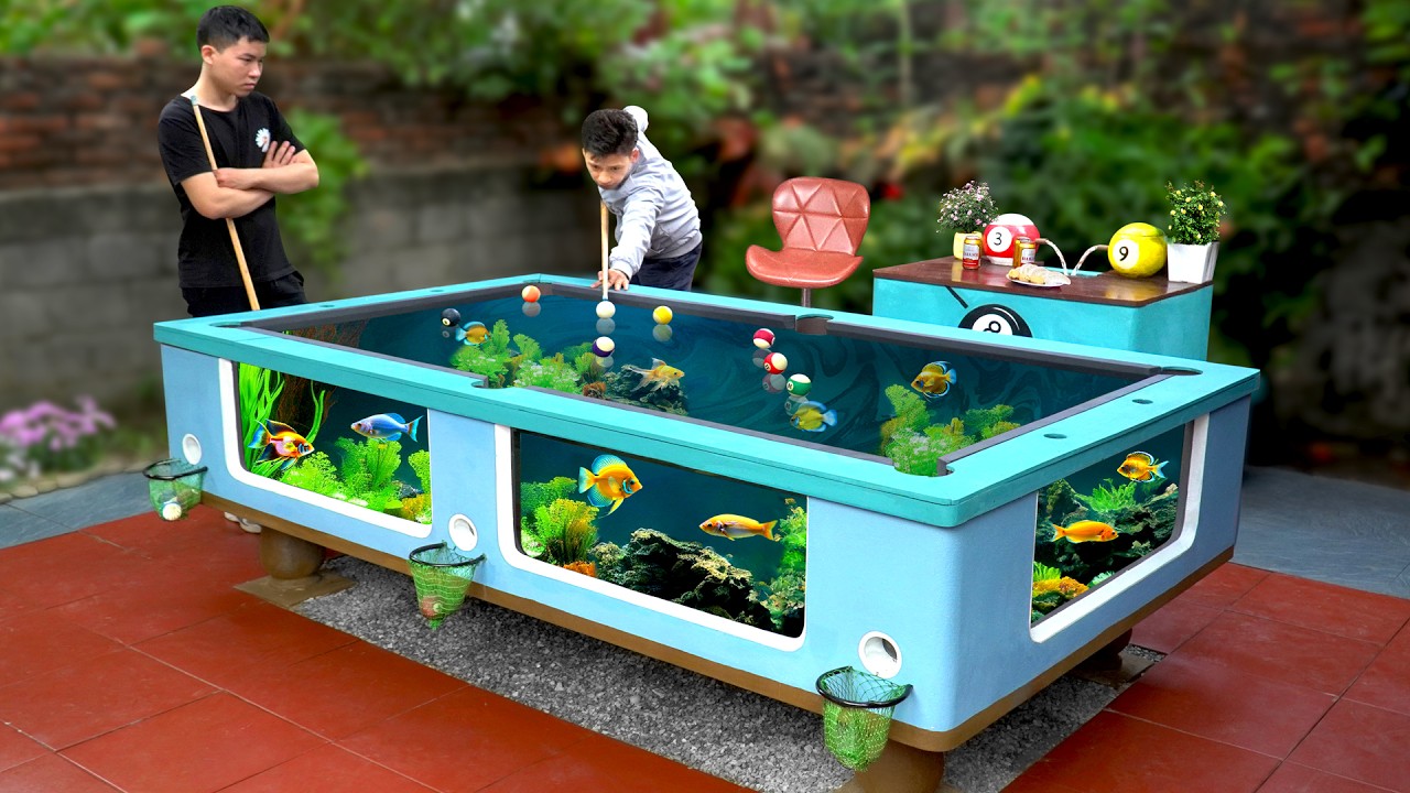 Creative and cool billiard aquarium for relaxing corner - YouTube