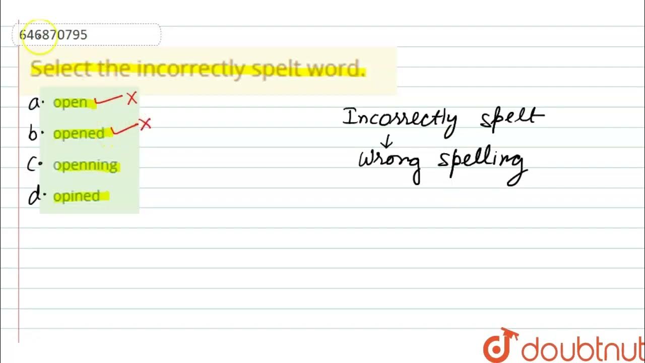 Select the incorrectly spelt word. | CLASS 14 | CLOZE TEST | ENGLISH ...