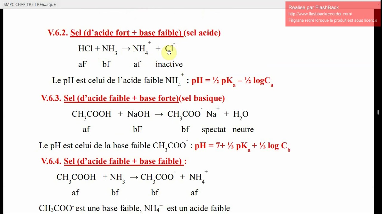 Cours Réactions acido-basique 2ème partie SMPC - YouTube