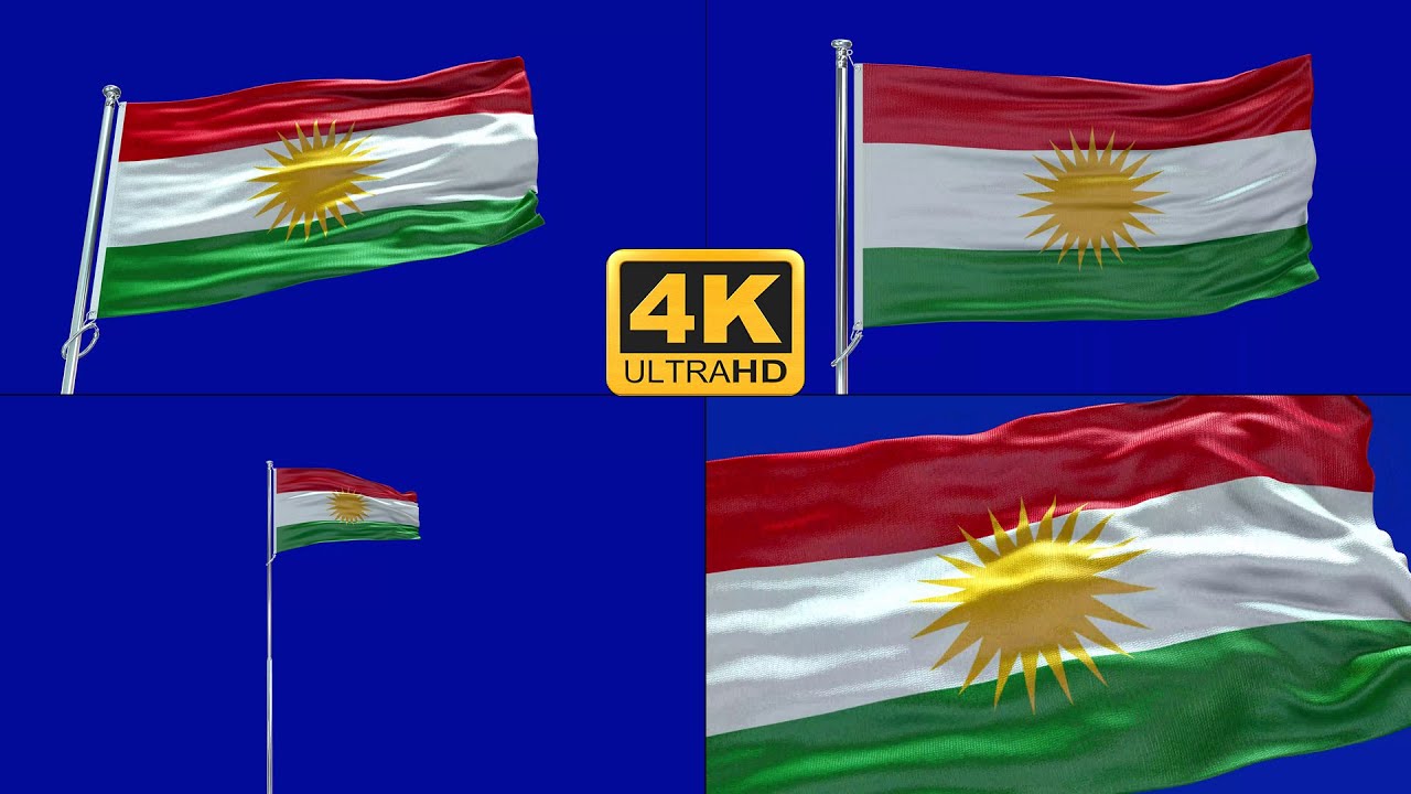 Kurdistan flag green screen 4k - YouTube