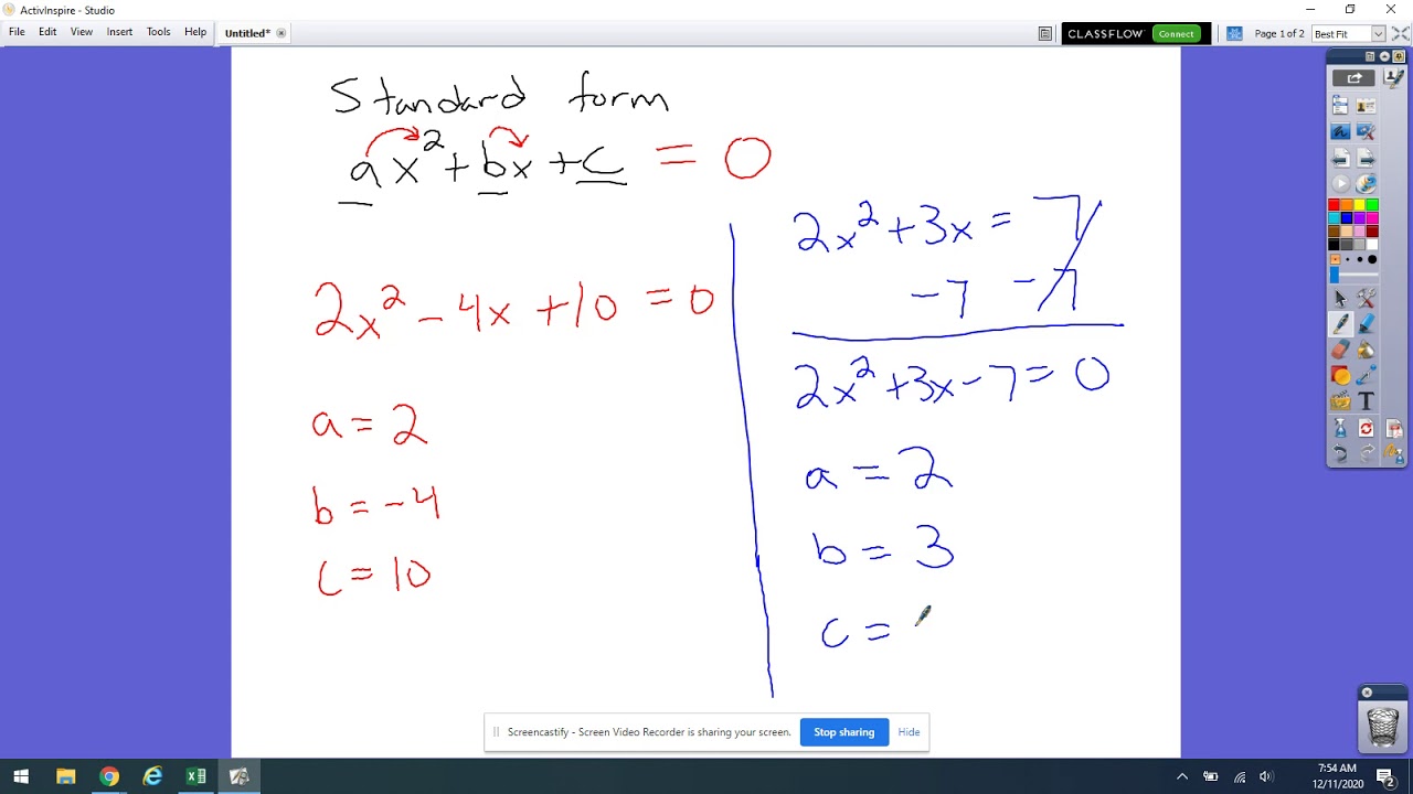 Standard Form of Quadratic Equations - YouTube
