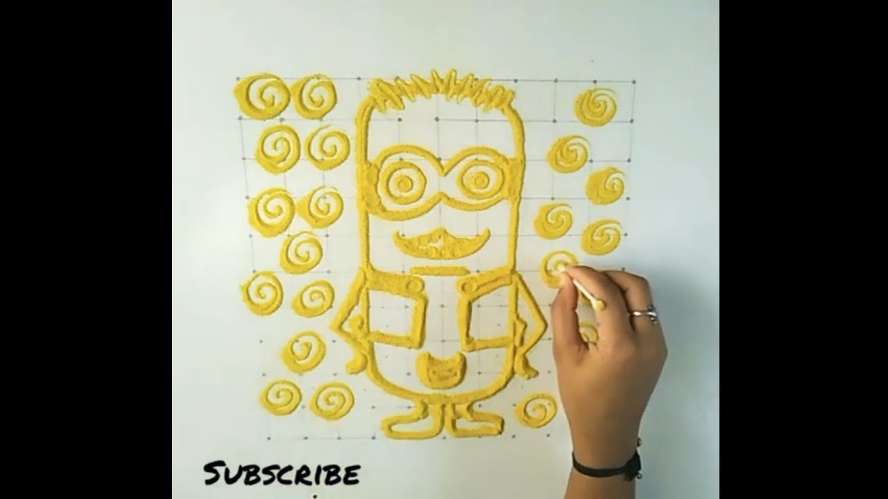 Minions rangoli design 👍👍👍 - YouTube