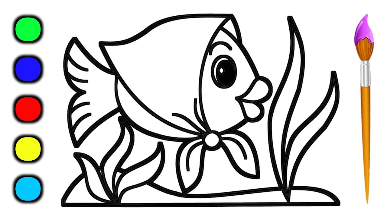 How to Draw a Fish Easy Step by Step | Fish in Kerchief Coloring Magic ...
