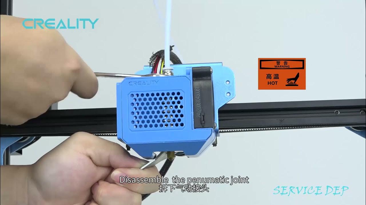 Service tutorial CR -10 V2 replace the nozzle and clean throat - YouTube