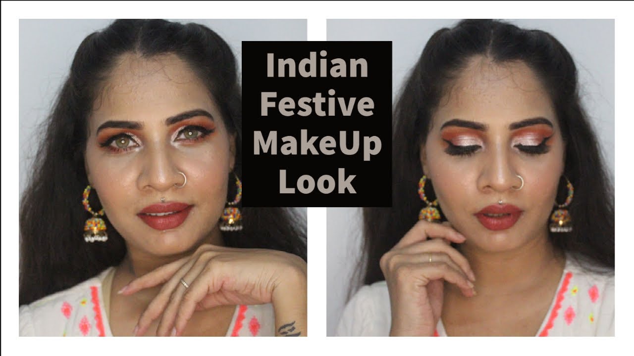 Indian Festive Makeup Look | Navratri Day 1 Makeup | Cut Crease Eye ...