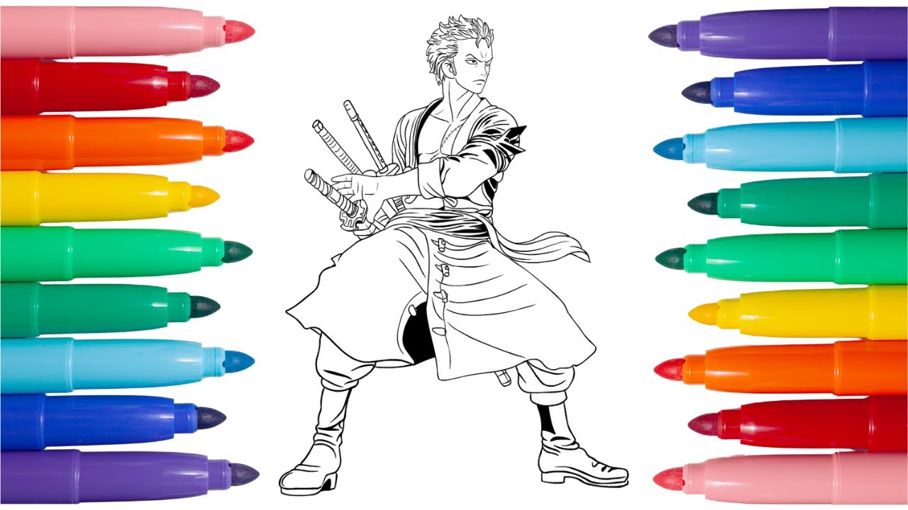 Zoro da colorare - One Piece tutorial - disegno da colorare - YouTube