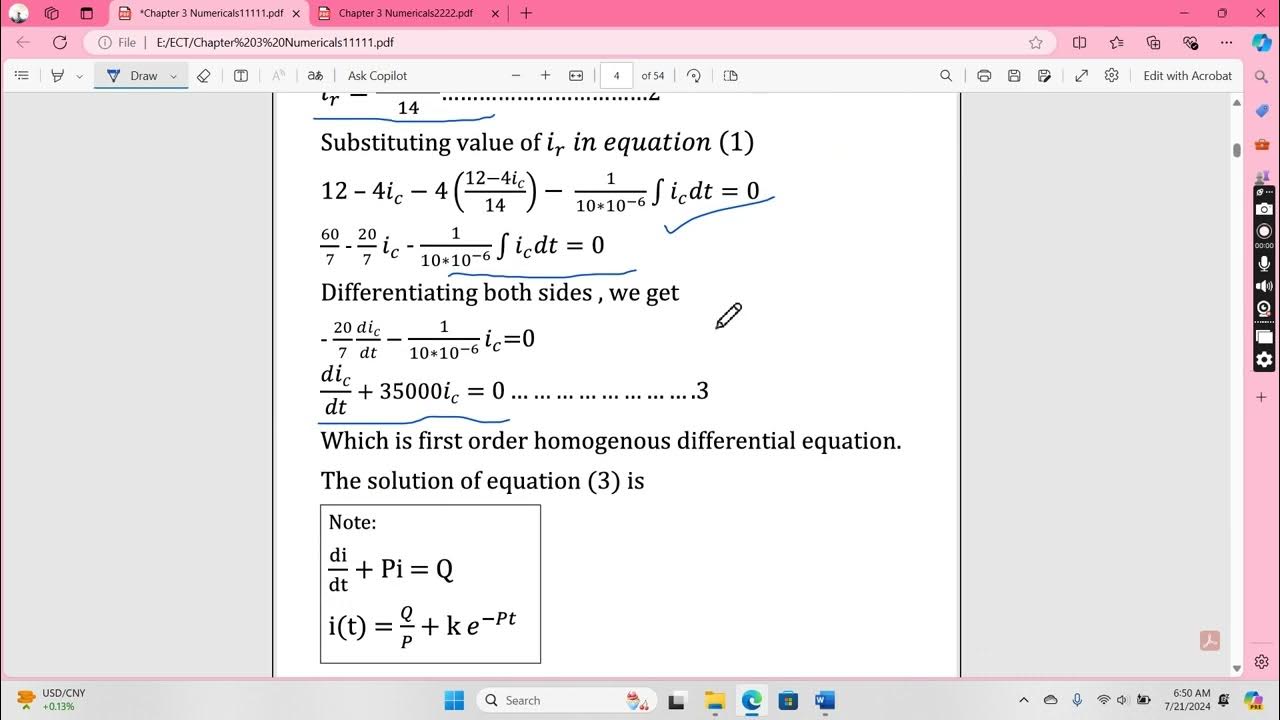 Transient analysis numerical by direct solution or classical,ECM and Electric Circuit Theory ...