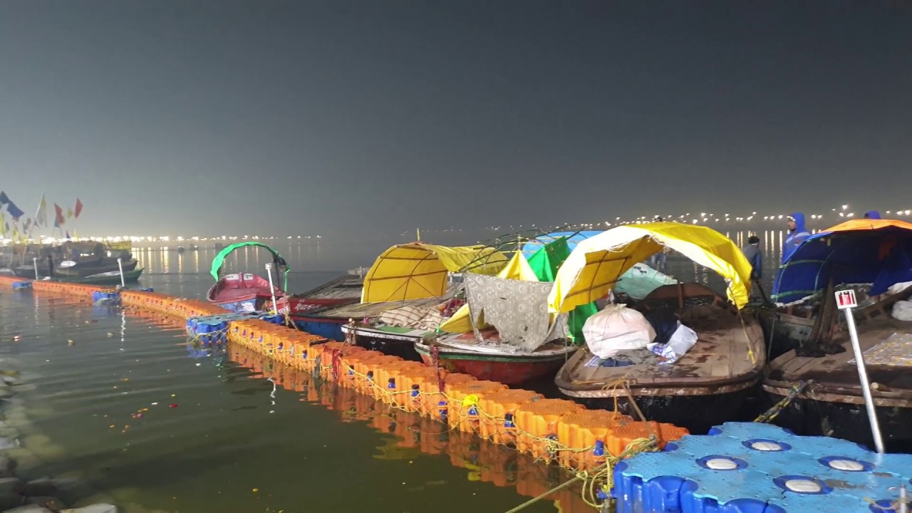 "KUMBH MELA 2019" - Riverside view at night - Prayagraj Ardh Kumbh Mela ...