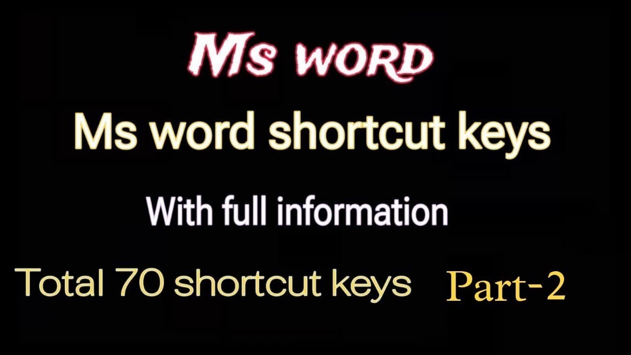 MS Word All important Shortcut key in full information // part 2 // # ...